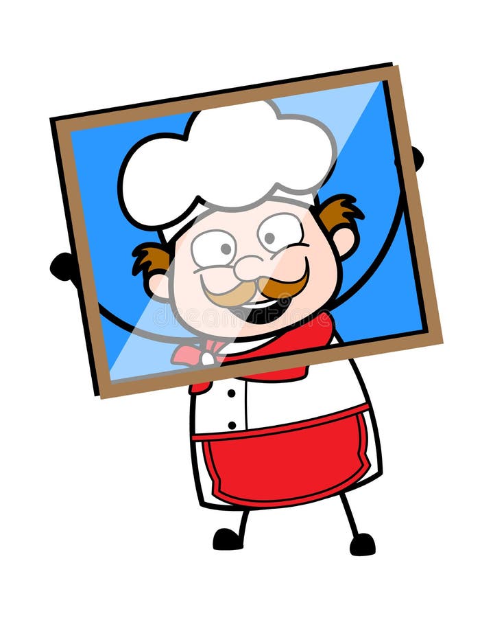 Cartoon Businessman Looking from Glass Frame Stock Illustration ...