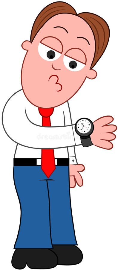 Cartoon Businessman Looking at Watch. Stock Vector - Illustration of ...