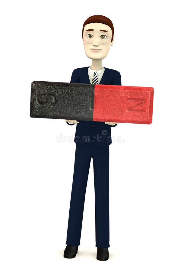 Cartoon Businessman with Magnet Stock Illustration - Illustration of ...