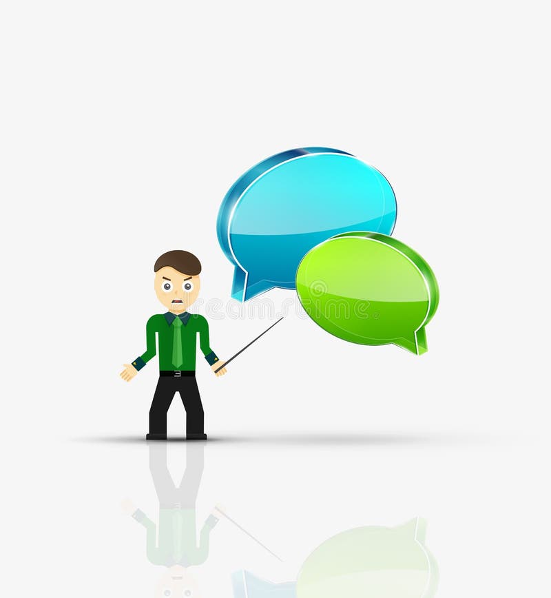 Cartoon Businessman with Message Cloud, Thinking Stock Vector ...