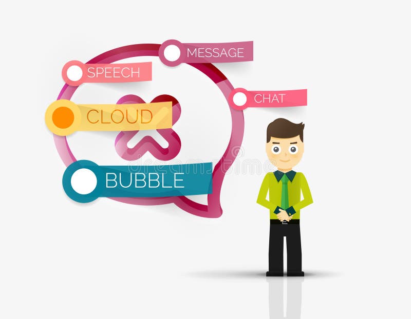 Cartoon Businessman with Message Cloud, Thinking Stock Vector ...