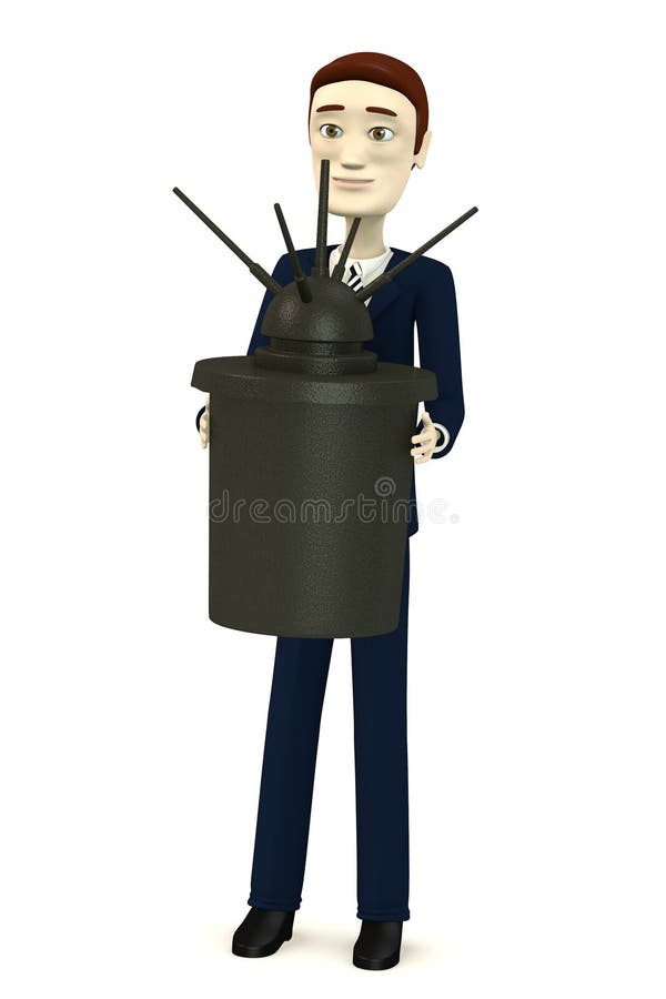 Cartoon man with mine stock illustration. Illustration of walk - 31005043