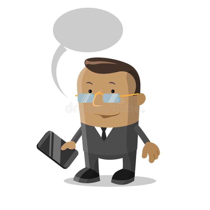Cartoon Businessman with Mobile Phone Stock Vector - Illustration of ...