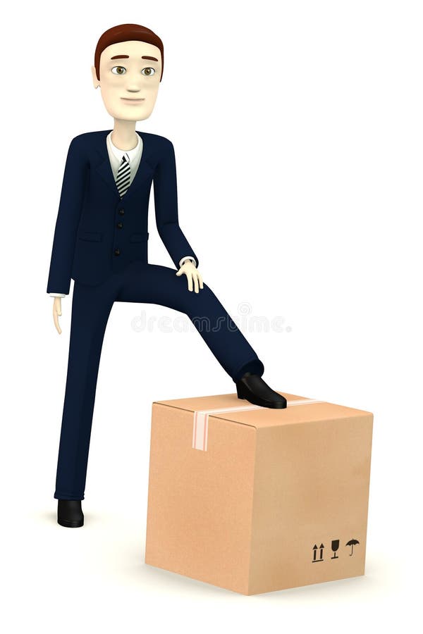 Cartoon Businessman with Package Stock Illustration - Illustration of ...