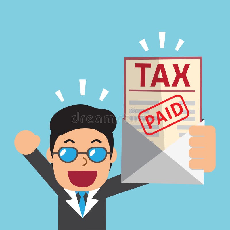 Cartoon Businessman Paid Tax Stock Vector - Illustration of document ...