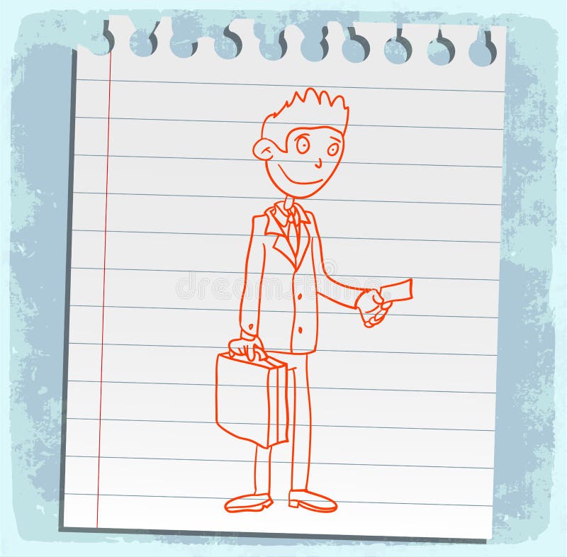 Cartoon Businessman on Paper Note, Vector Illustration Stock Vector ...