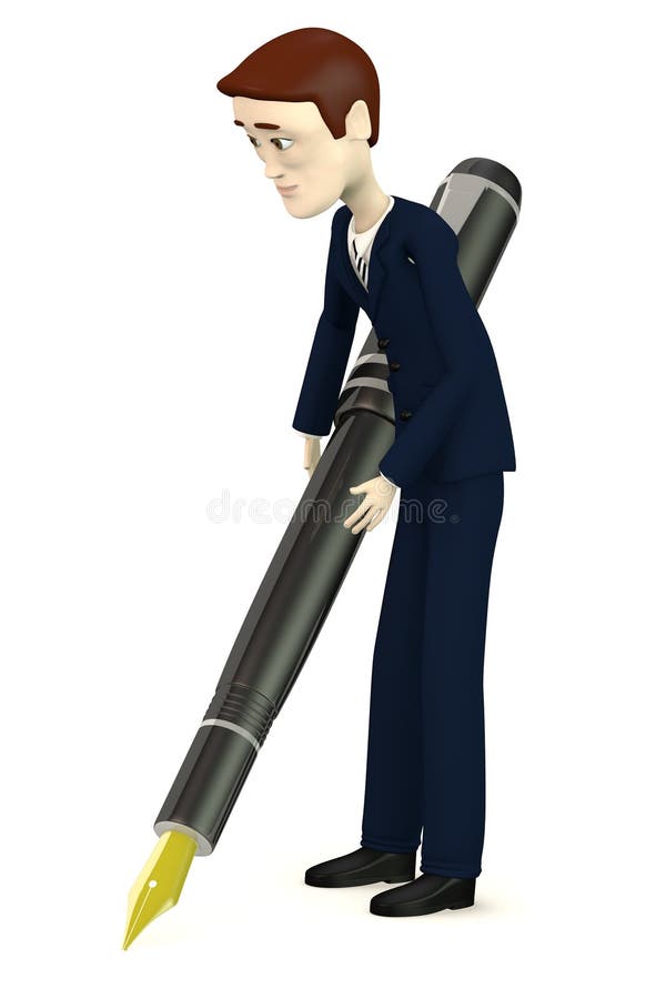 Cartoon Businessman with Pen Stock Illustration - Illustration of ...