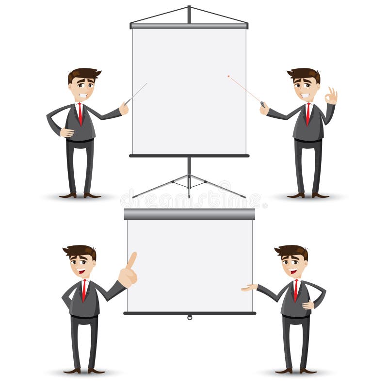 Cartoon Businessman Presentation with Board Stock Vector - Illustration ...