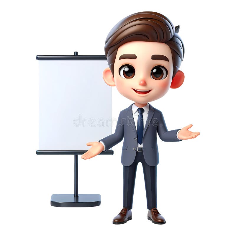Cartoon Businessman in Presenting Pose Stock Image - Illustration of ...
