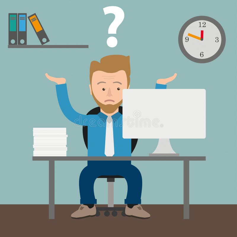 Cartoon Businessman Question Office Stock Vector - Illustration of ...