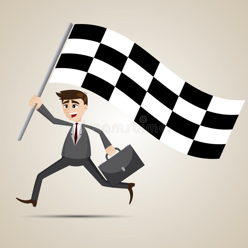 Cartoon Businessman With Racing Flag Stock Vector - Illustration of ...