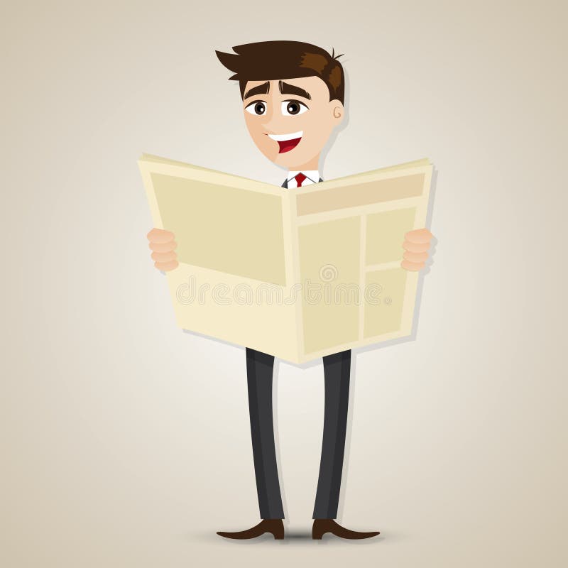 Cartoon Businessman Reading Newspaper Stock Vector - Illustration of ...