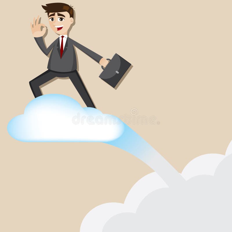 Cartoon Businessman Riding Flying Cloud Stock Vector - Illustration of ...