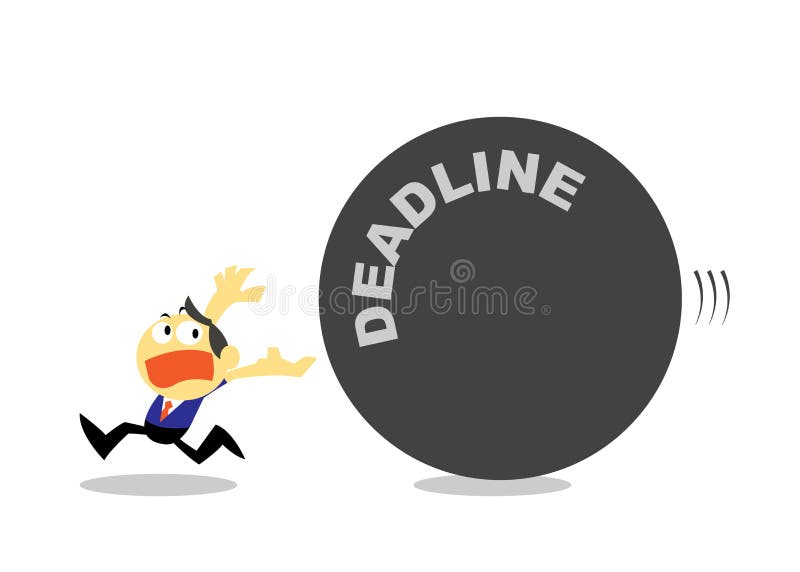 Cartoon Businessman Run Away from Deadline. Stock Illustration ...