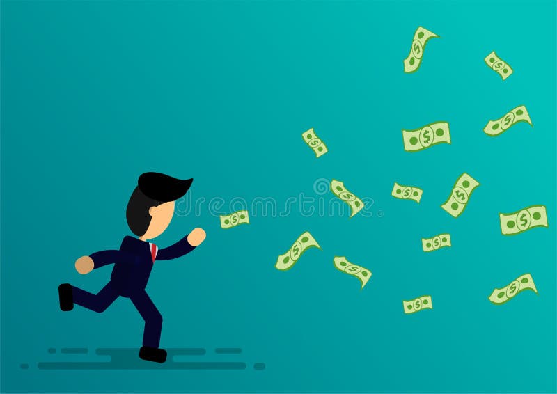 Men Run For Money Concept Design Stock Vector - Illustration of chase ...