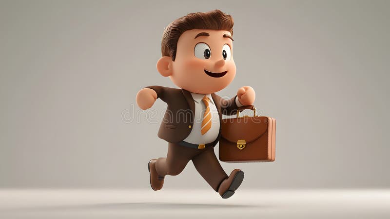 Cartoon Businessman Running 3D Illustration Stock Illustration ...