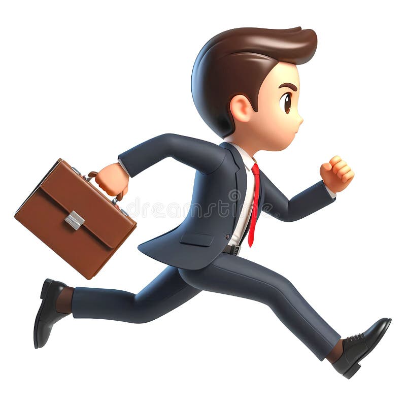 Cartoon Businessman Running Hurrying Up Stock Photo - Illustration of ...