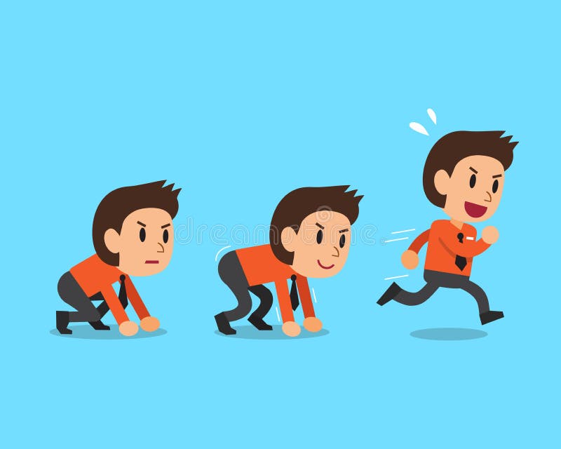 Cartoon Businessman Running Step Stock Vector - Illustration of move ...