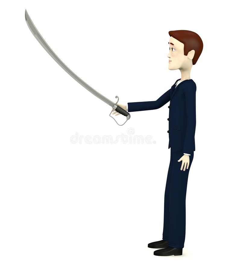 Cartoon Businessman with Sabre Stock Illustration - Illustration of ...