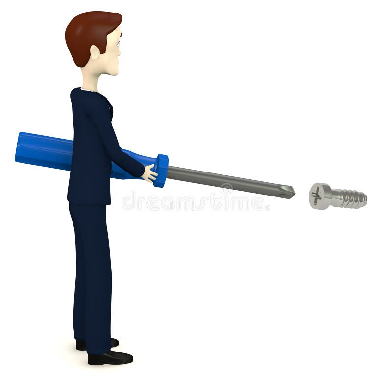 Cartoon Businessman with Screwdriver Stock Illustration - Illustration ...