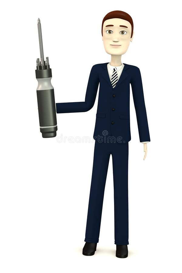 Cartoon Businessman with Screwdriver Stock Illustration - Illustration ...