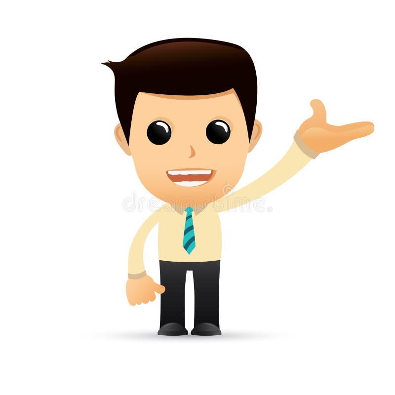 Cartoon Businessman Show Hand Stock Illustration - Illustration of ...