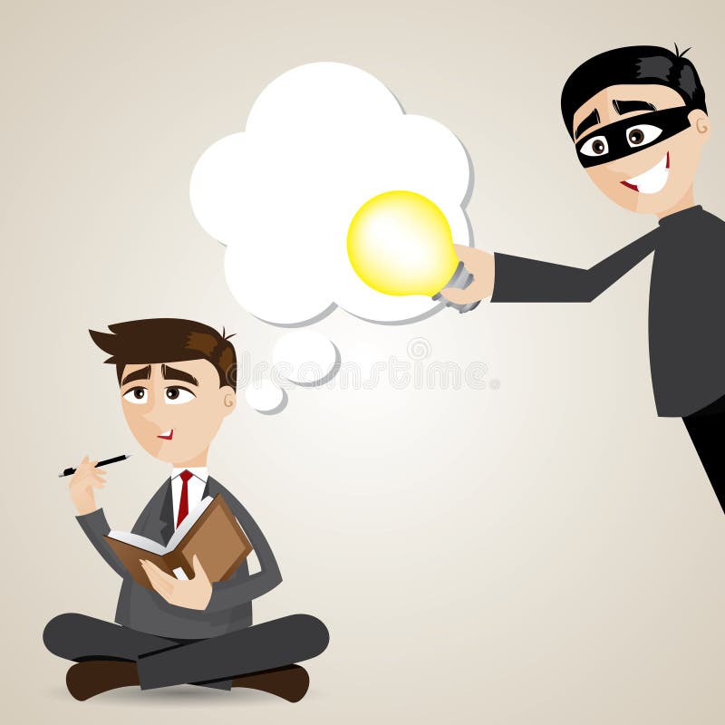 Cartoon Businessman with Stolen Idea Stock Vector - Illustration of ...