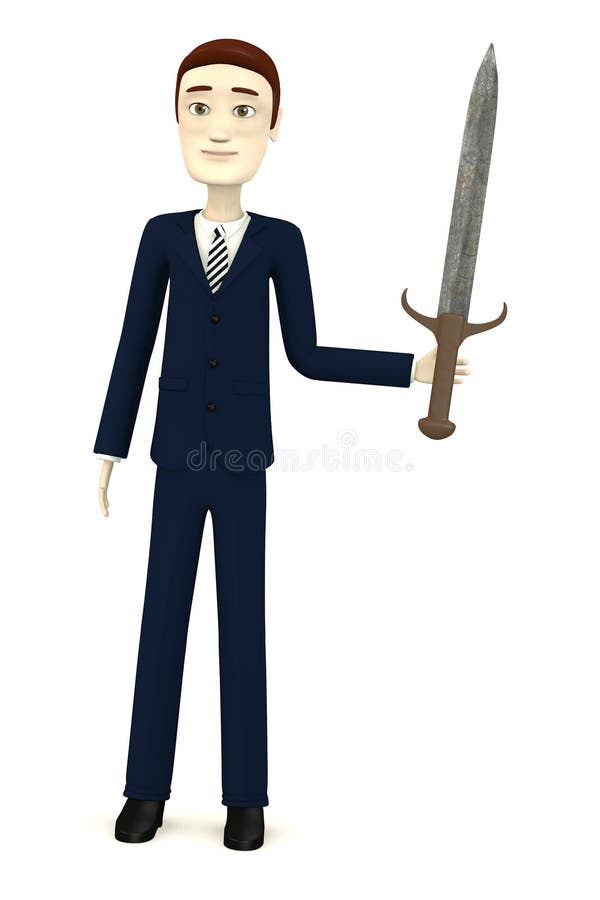 Cartoon man with sword stock illustration. Illustration of business ...