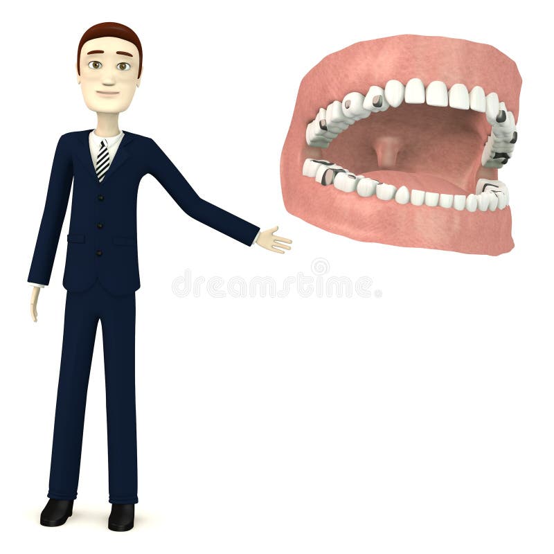 Cartoon Businessman with Teeth and Fillings Stock Illustration ...