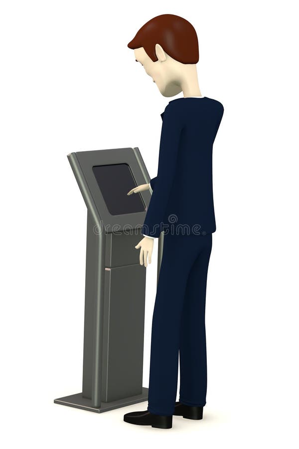 Cartoon Businessman with Terminal Stock Illustration - Illustration of ...