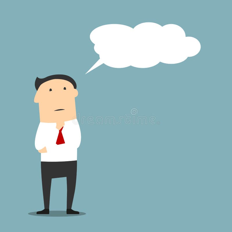 Cartoon Businessman Thinking with Cloud or Bubble Stock Vector ...