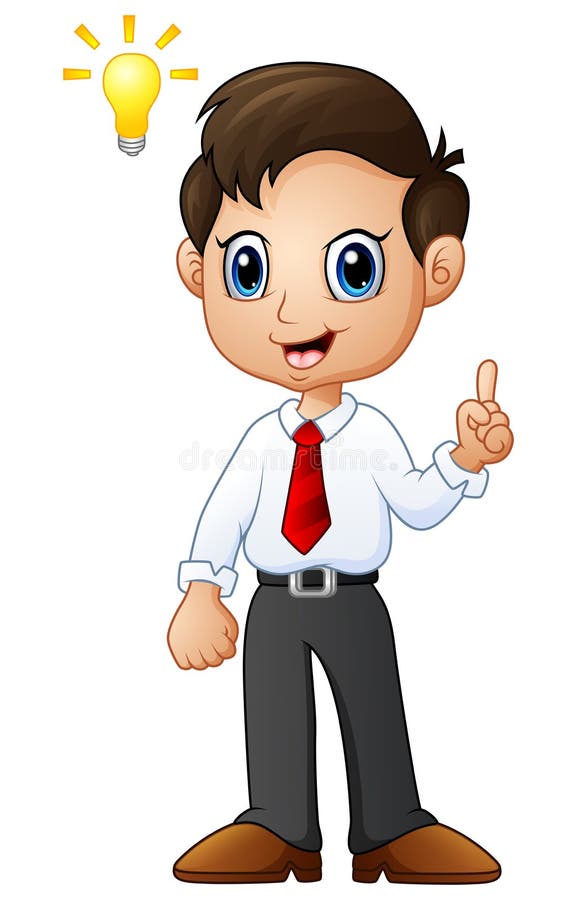 Cartoon Businessman Thinking a New Idea Stock Vector - Illustration of ...