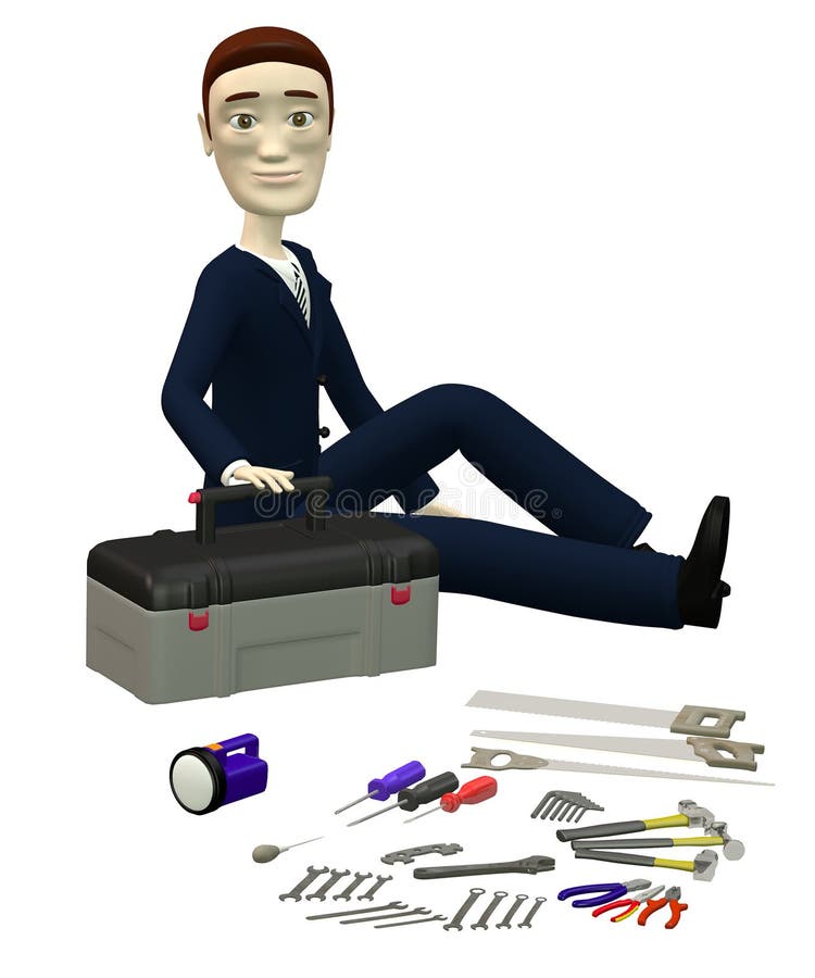 Cartoon Businessman with Tools Stock Illustration - Illustration of ...