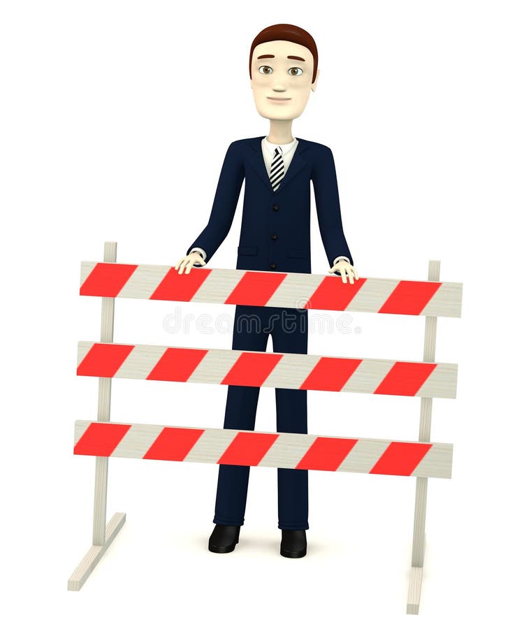 Cartoon Man with Traffic Barrier Stock Illustration - Illustration of ...