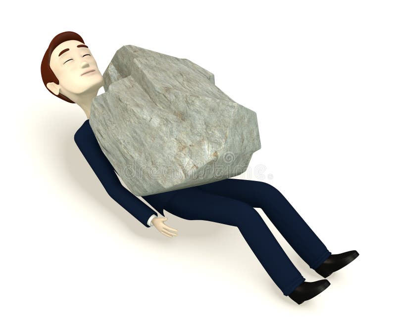 Cartoon Businessman Under the Stone Stock Illustration - Illustration ...