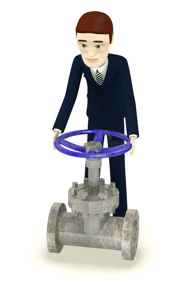 Cartoon Businessman with Valve Stock Illustration - Illustration of ...