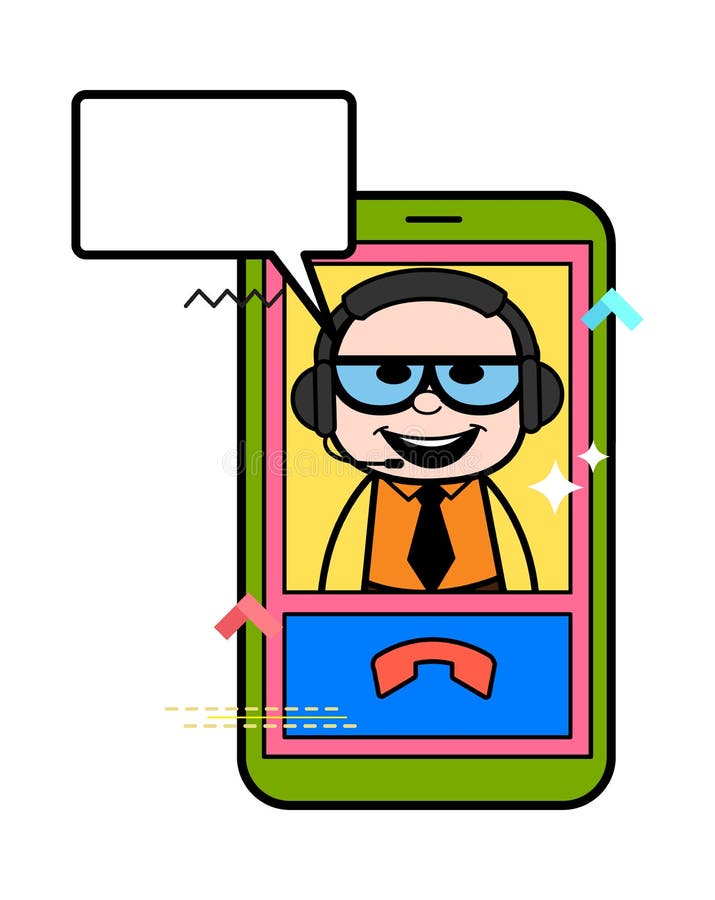 Cartoon Businessman Video Calling on Mobile Stock Illustration ...