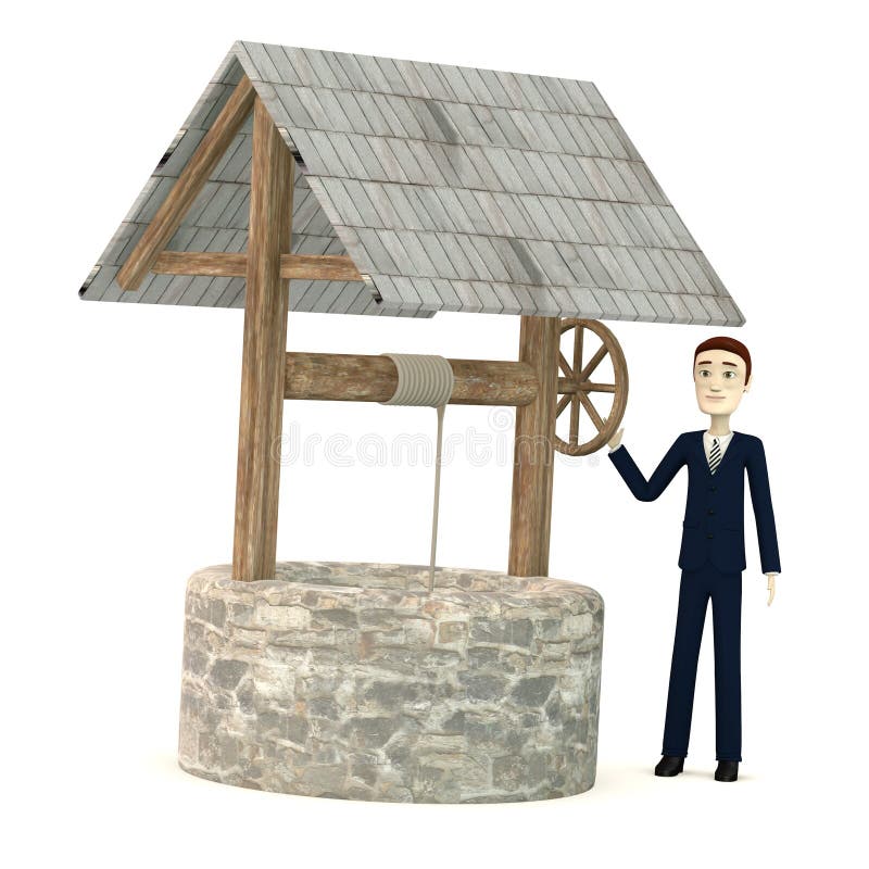 Cartoon Businessman with Well Stock Illustration - Illustration of ...