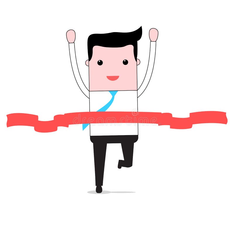 Cartoon Businessman Winning a Race Stock Vector - Illustration of ...