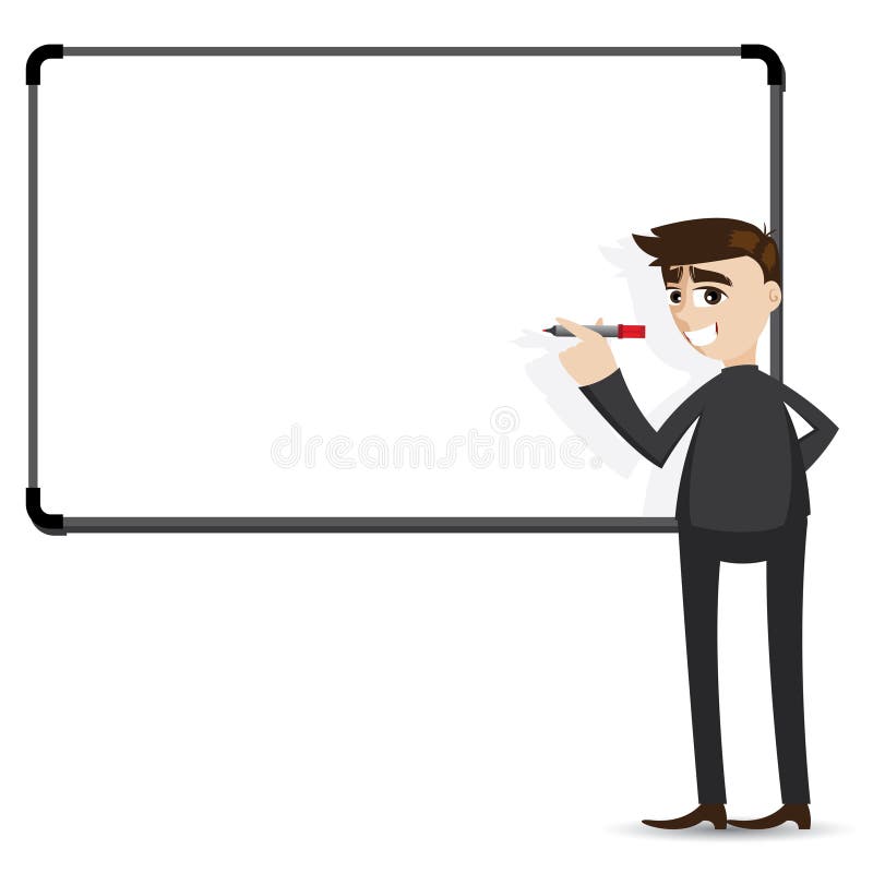 Cartoon Businessman Writing Whiteboard Stock Vector - Illustration of ...