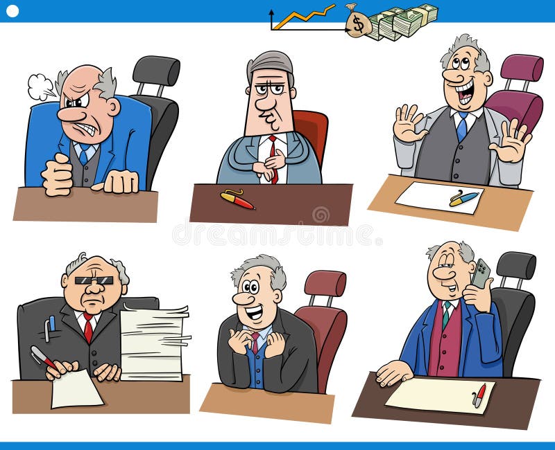 Cartoon Businessmen or Boss Characters Set Stock Vector - Illustration ...