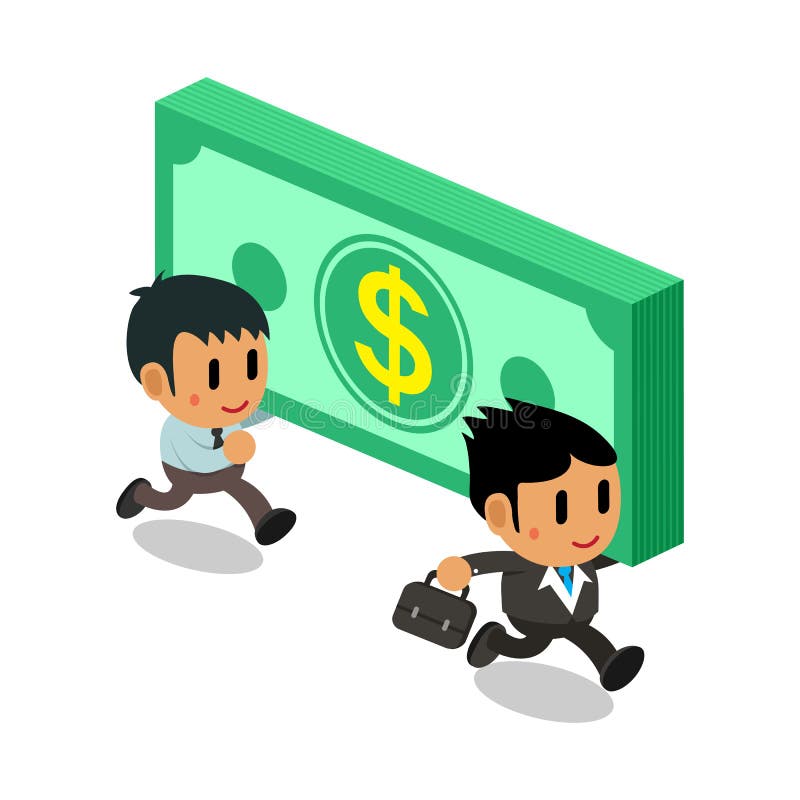 Cartoon Businessmen Carrying Big Money Stack Stock Vector ...