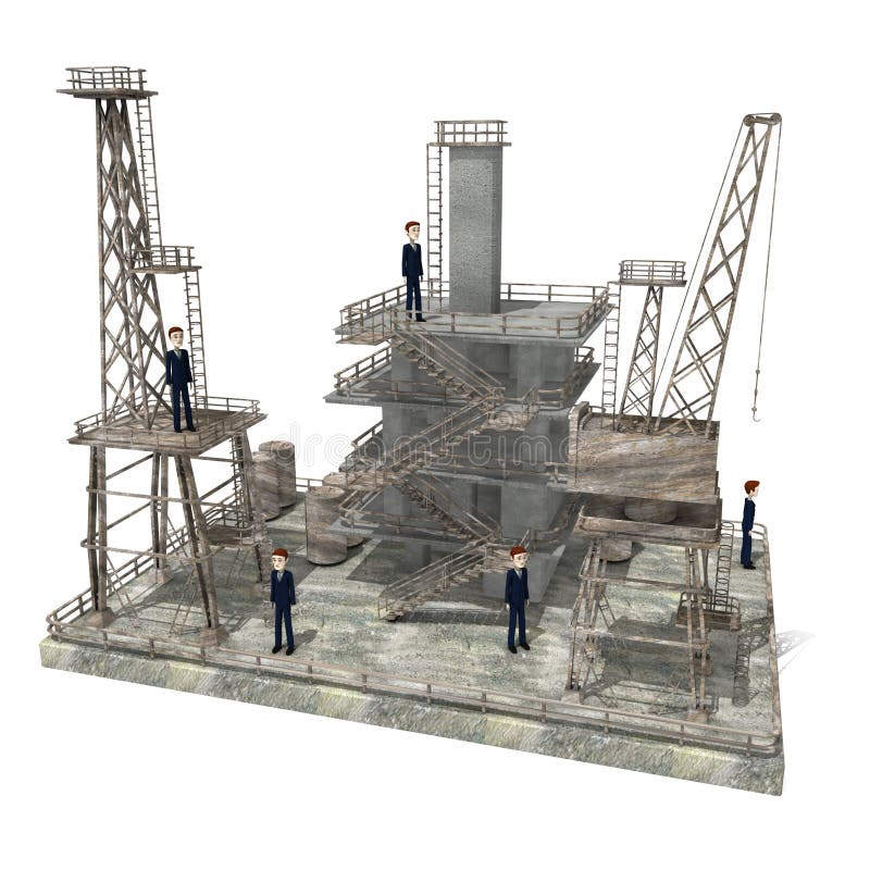 Cartoon Businessmen on Drilling Rig Stock Illustration - Illustration ...