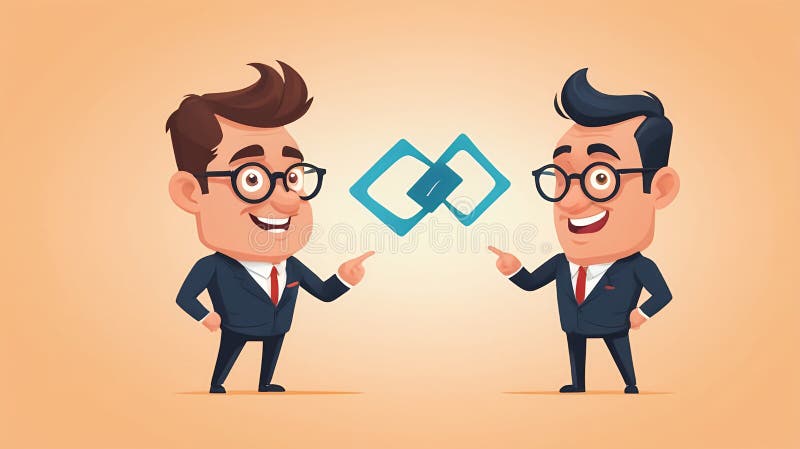 Cartoon Businessmen Pointing at Connected Shapes Stock Illustration ...