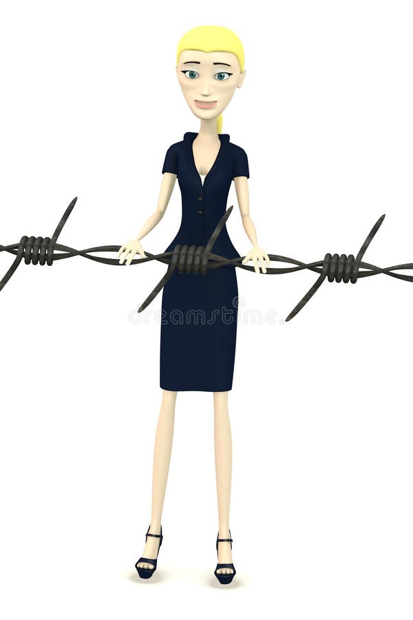 Cartoon Businesswoman with Barbed Wire Stock Illustration ...