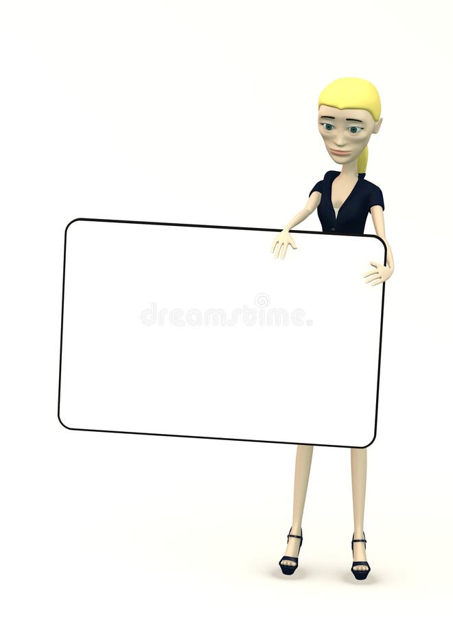 Cartoon Businesswoman with Empty Board Stock Illustration ...