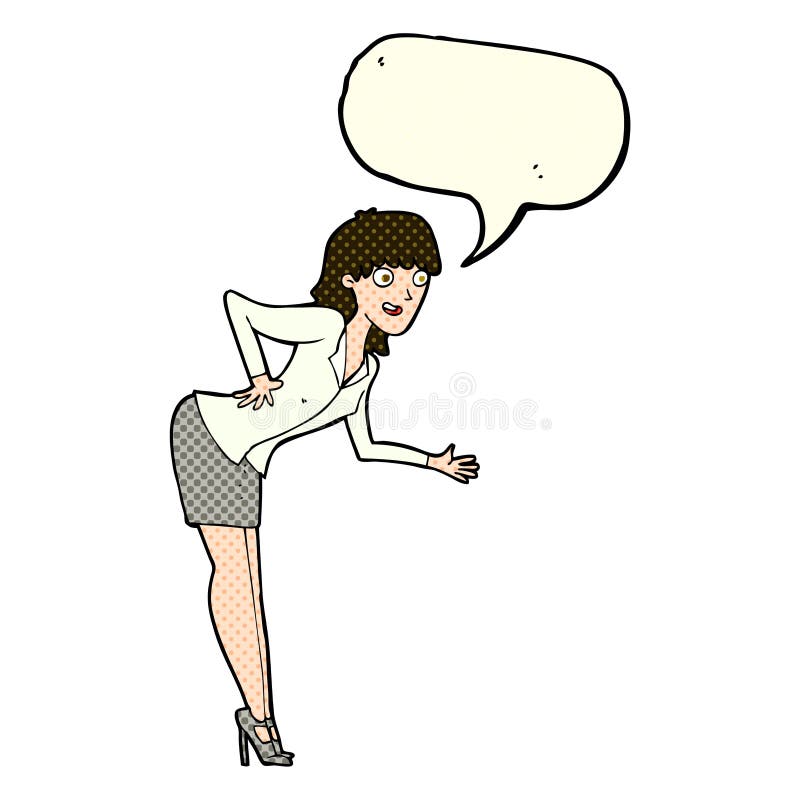 Cartoon Businesswoman Explaining with Speech Bubble Stock Illustration ...