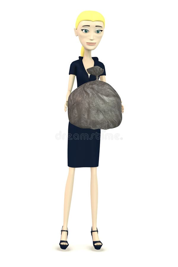 Cartoon Businesswoman with Garbage Bag Stock Illustration ...