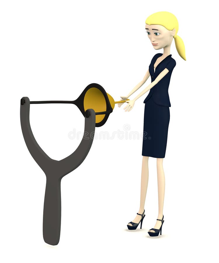 Cartoon Businesswoman with Hand Catapult Stock Illustration ...