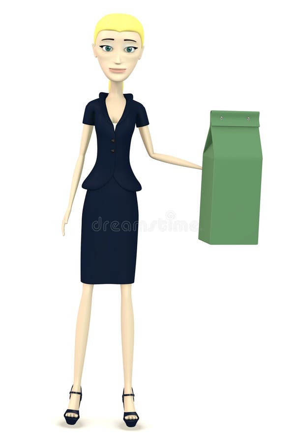 Cartoon Businesswoman with Pasta Box Stock Illustration - Illustration ...